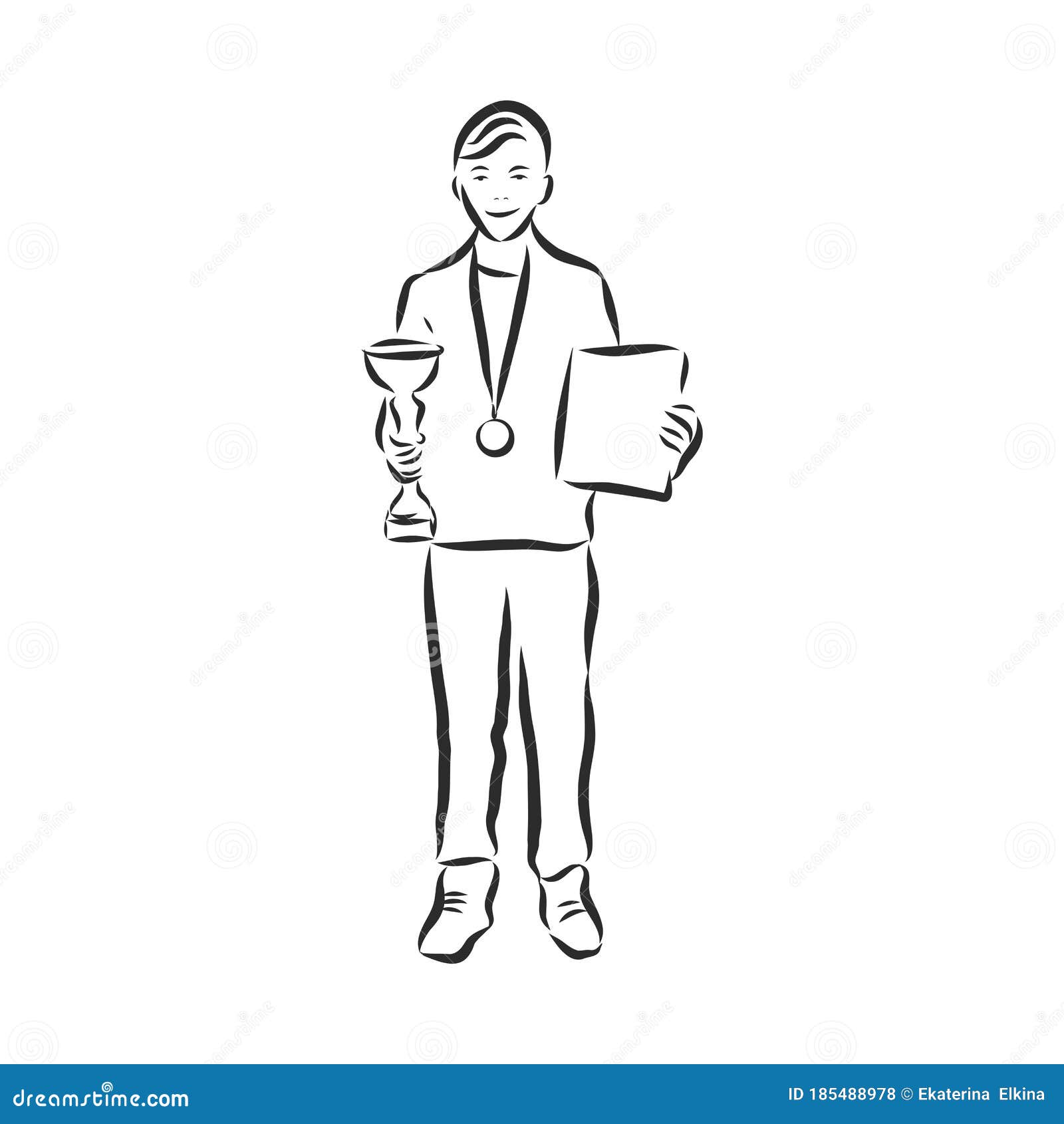Sketch Style Illustration Of An Athlete Winner, Champion Winner, Vector ...