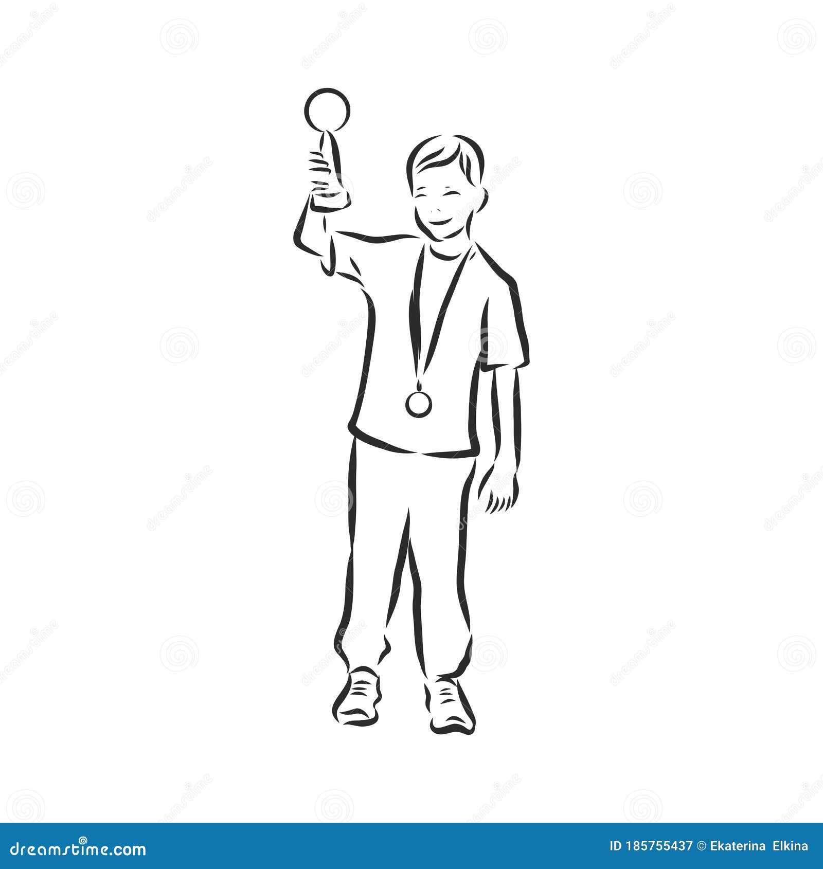 Sketch Style Illustration of an Athlete Winner, Champion Winner, Vector ...