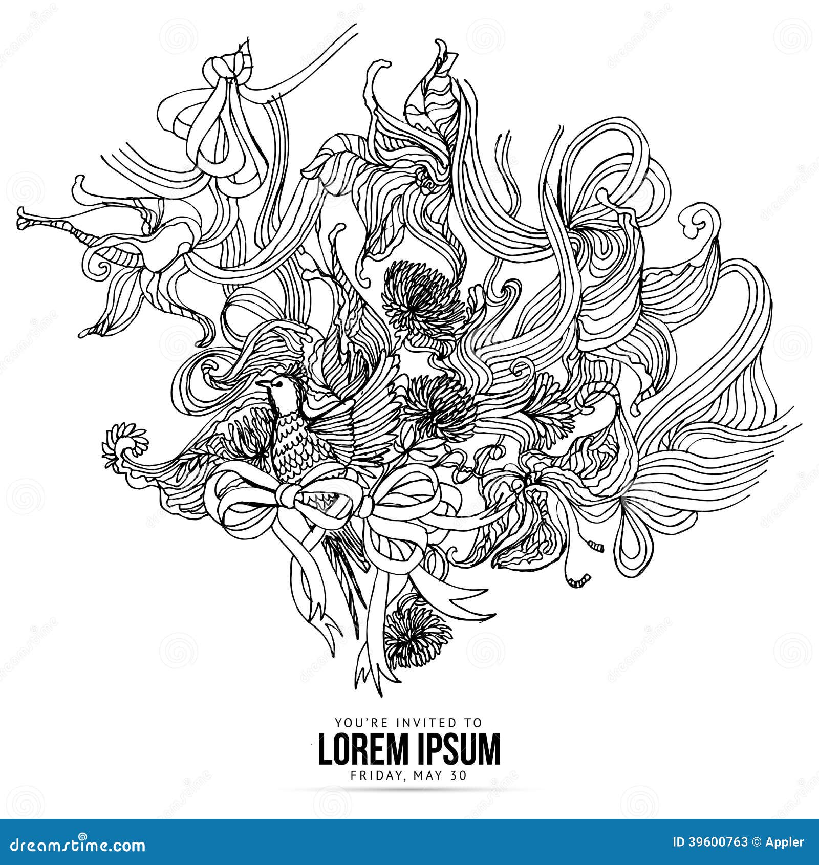 Sketch Styled Pen Drawing Invitation Stock Illustration - Illustration ...