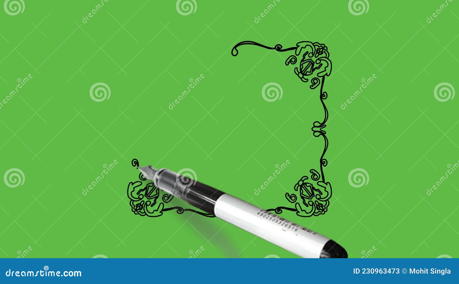 Sketch Stylish Frame Design with Brown Border and Black Outline in ...