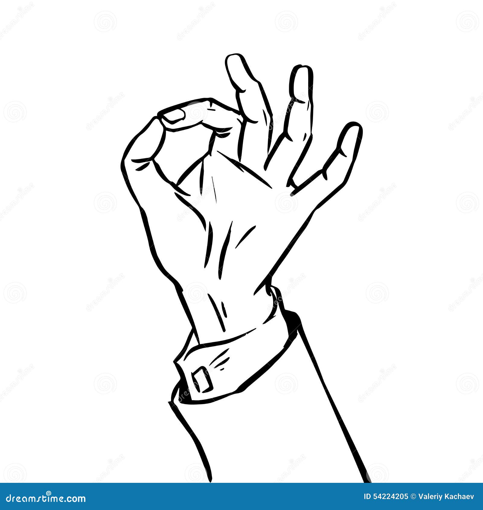 Sketch Success Hand Gesture OK Stock Illustration - Illustration of ...