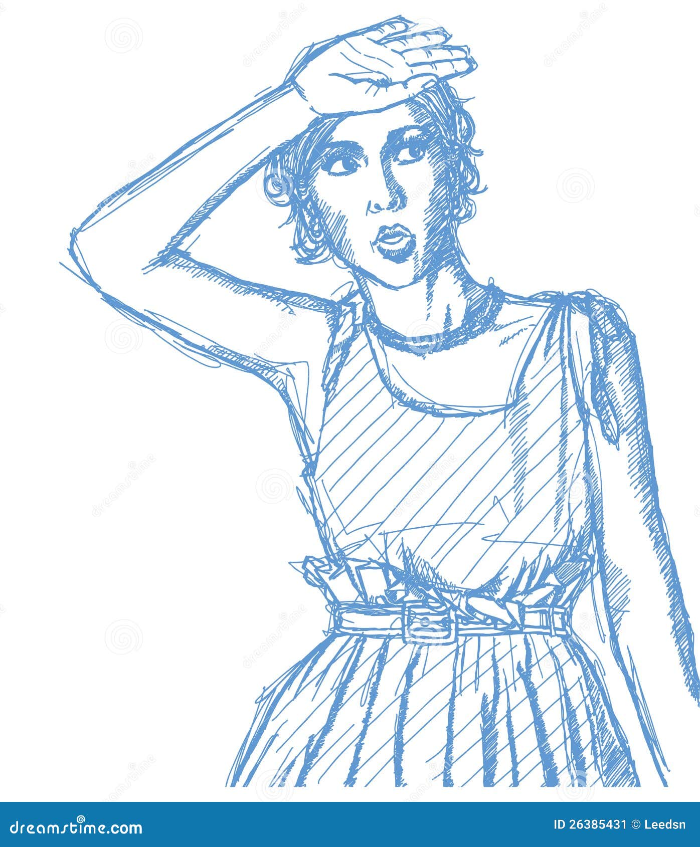 Sketch surprised girl stock vector. Illustration of hair - 26385431