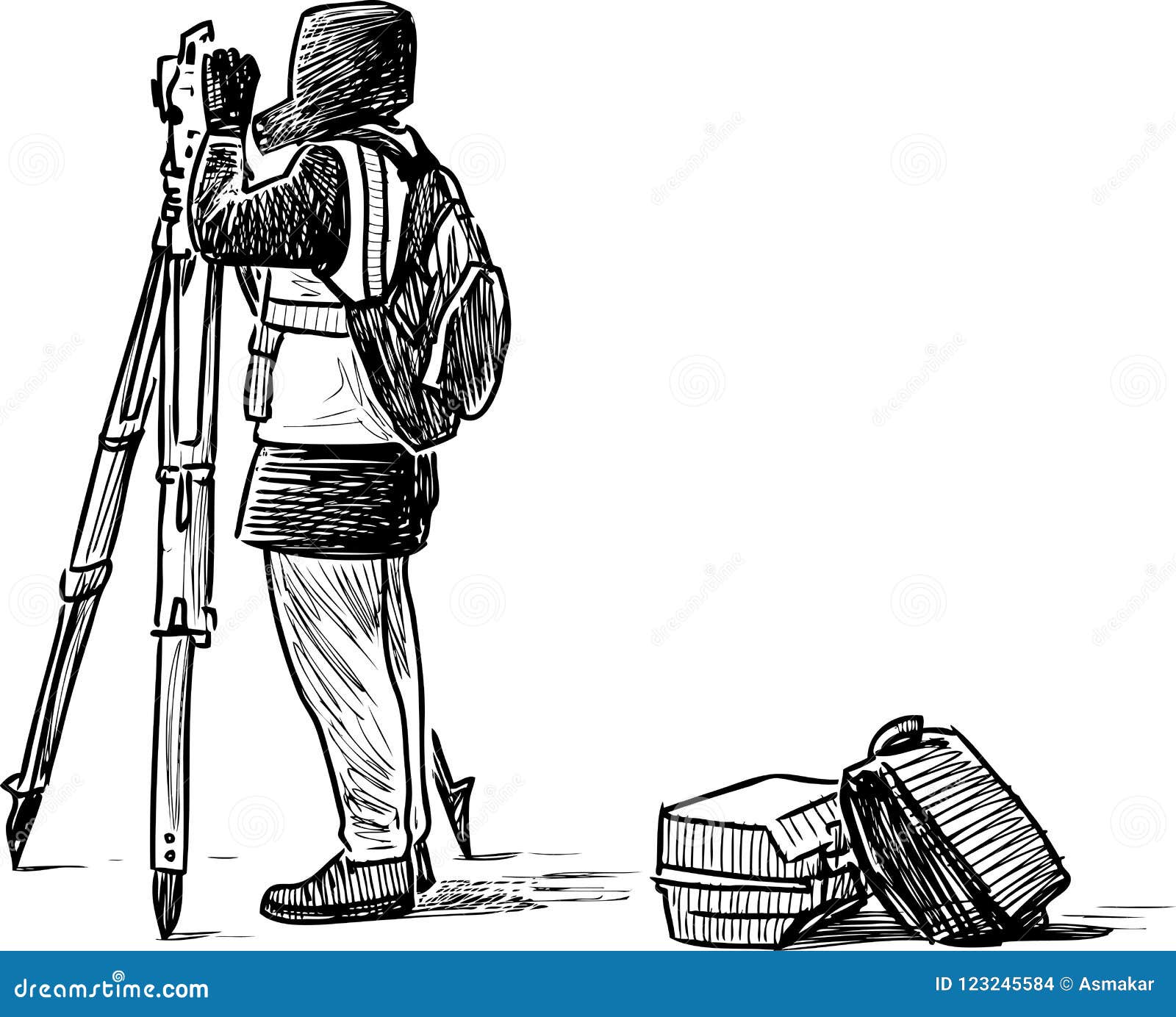 Sketch of a Surveyor at Work Stock Vector - Illustration of person ...