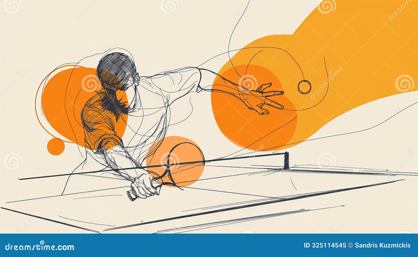 Sketch of a Table Tennis Player in Action. Generative AI. Stock ...