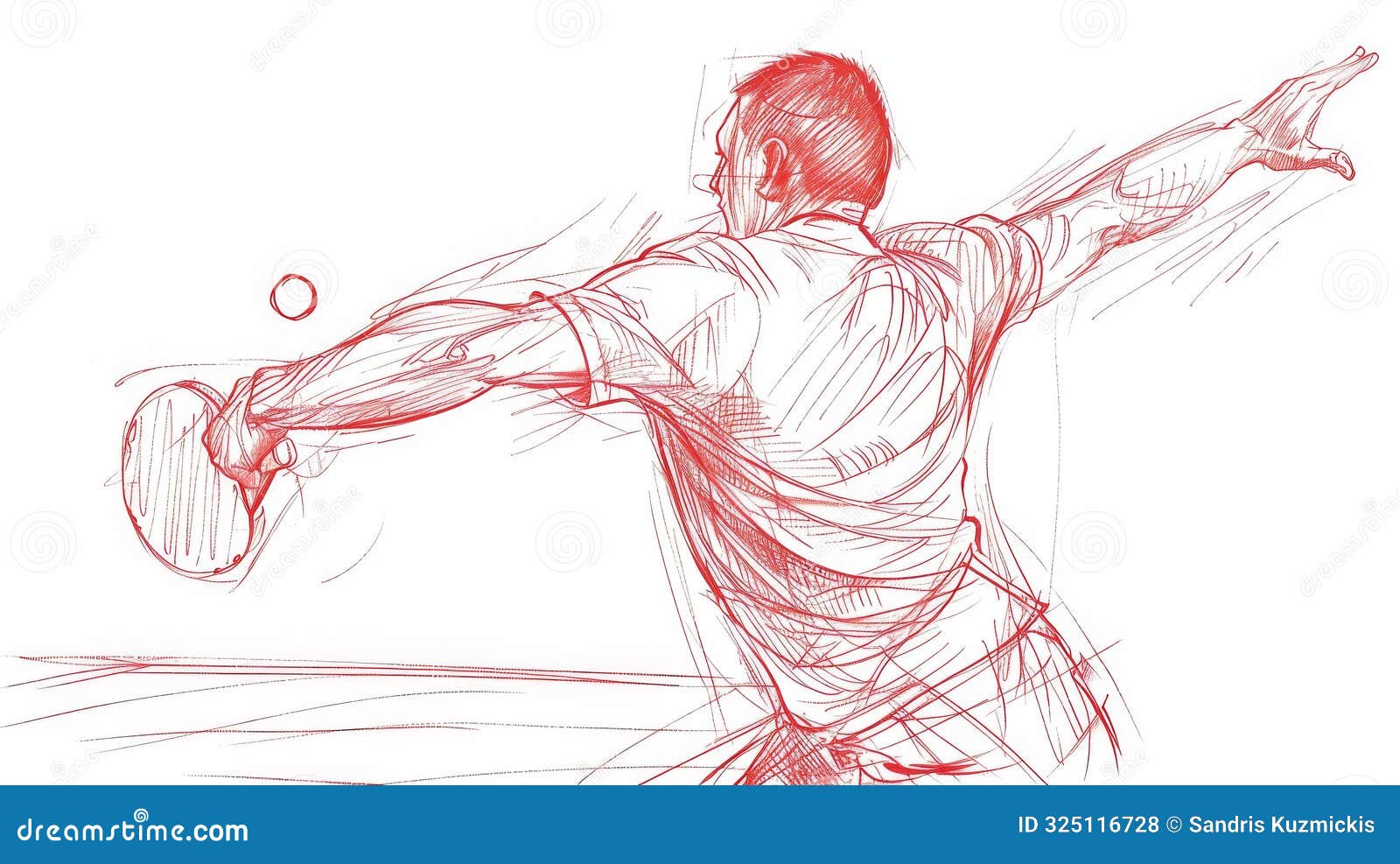 Sketch of a Table Tennis Player in Action. Generative AI. Stock ...