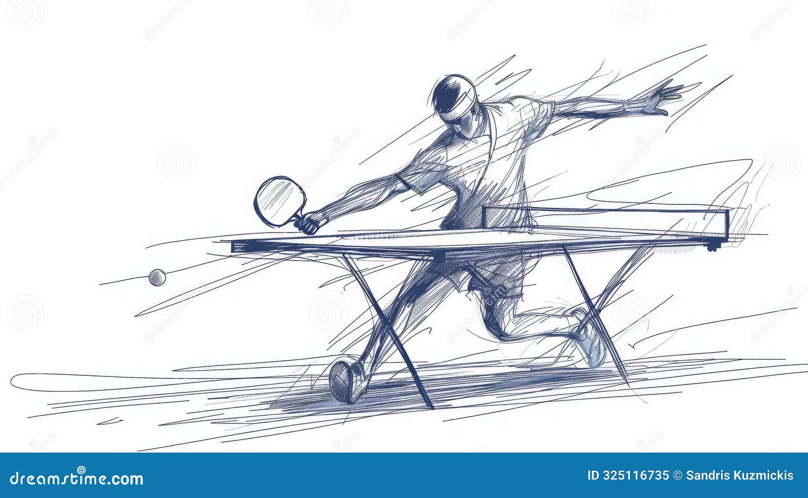 Sketch of a Table Tennis Player in Action. Generative AI. Stock ...