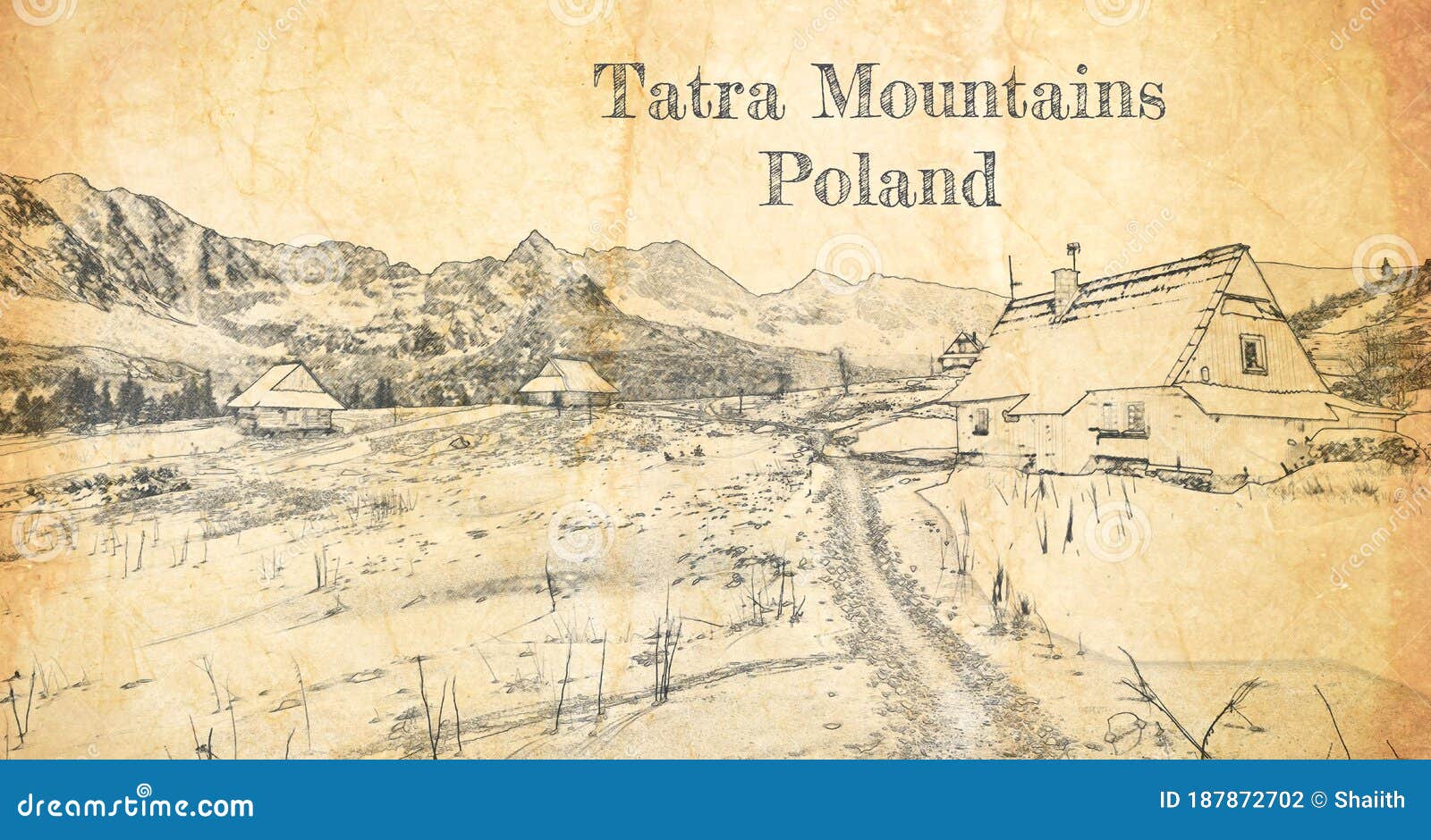 Sketch of Tatras Mountains in Winter, Poland Stock Photo - Image of ...