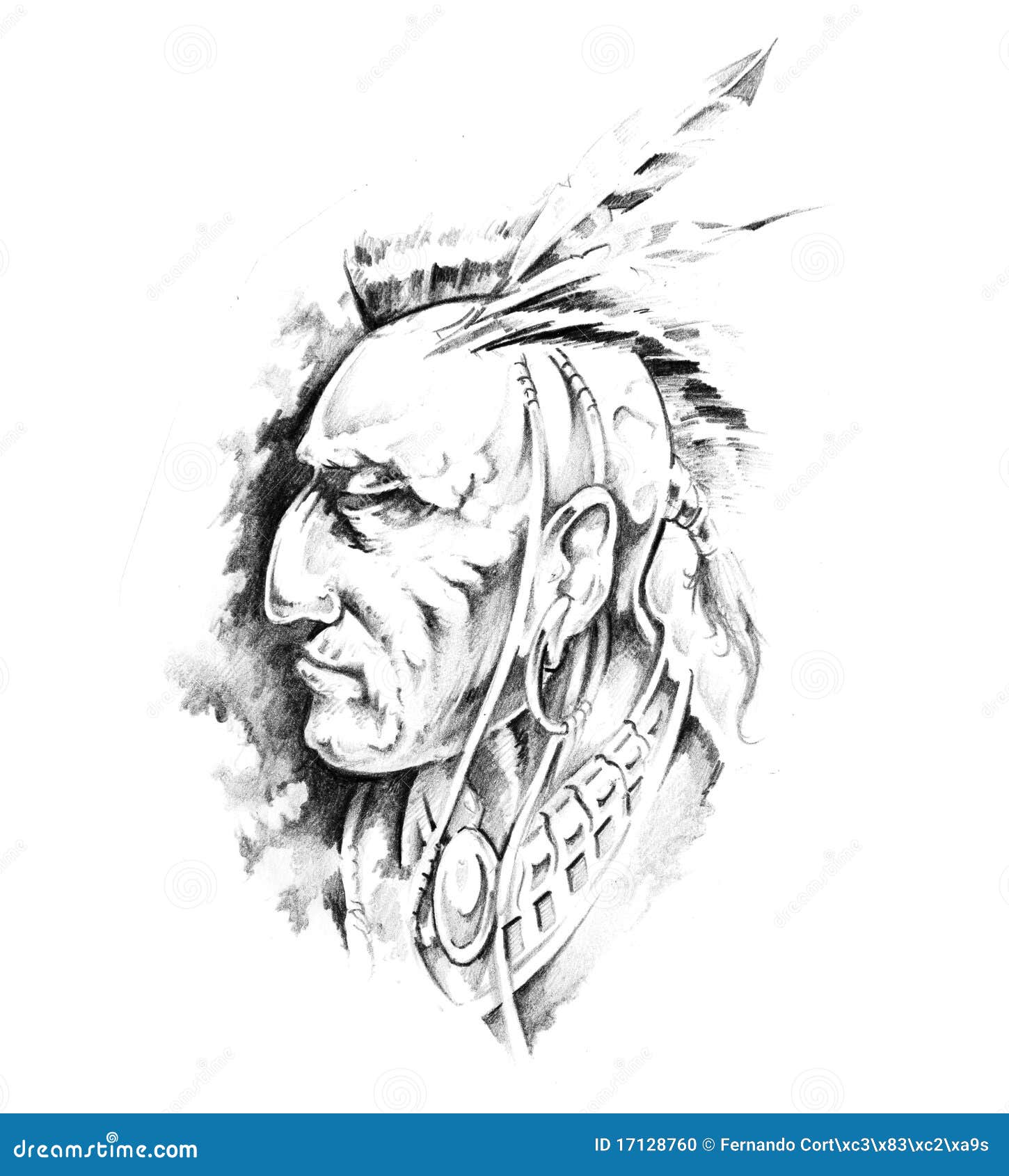 Sketch of Tattoo Art, Indian Head Stock Illustration - Illustration of ...