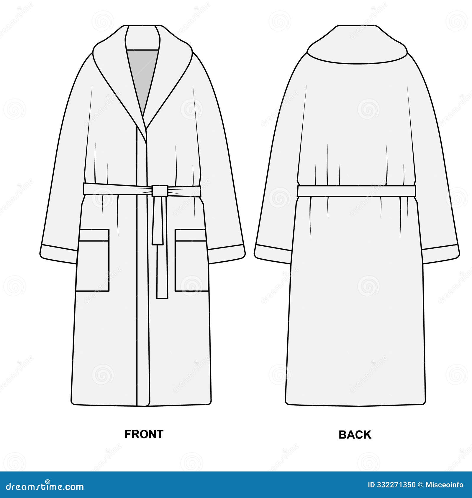 Sketch Template Of A Robe Front And Back View, Vector | CartoonDealer ...