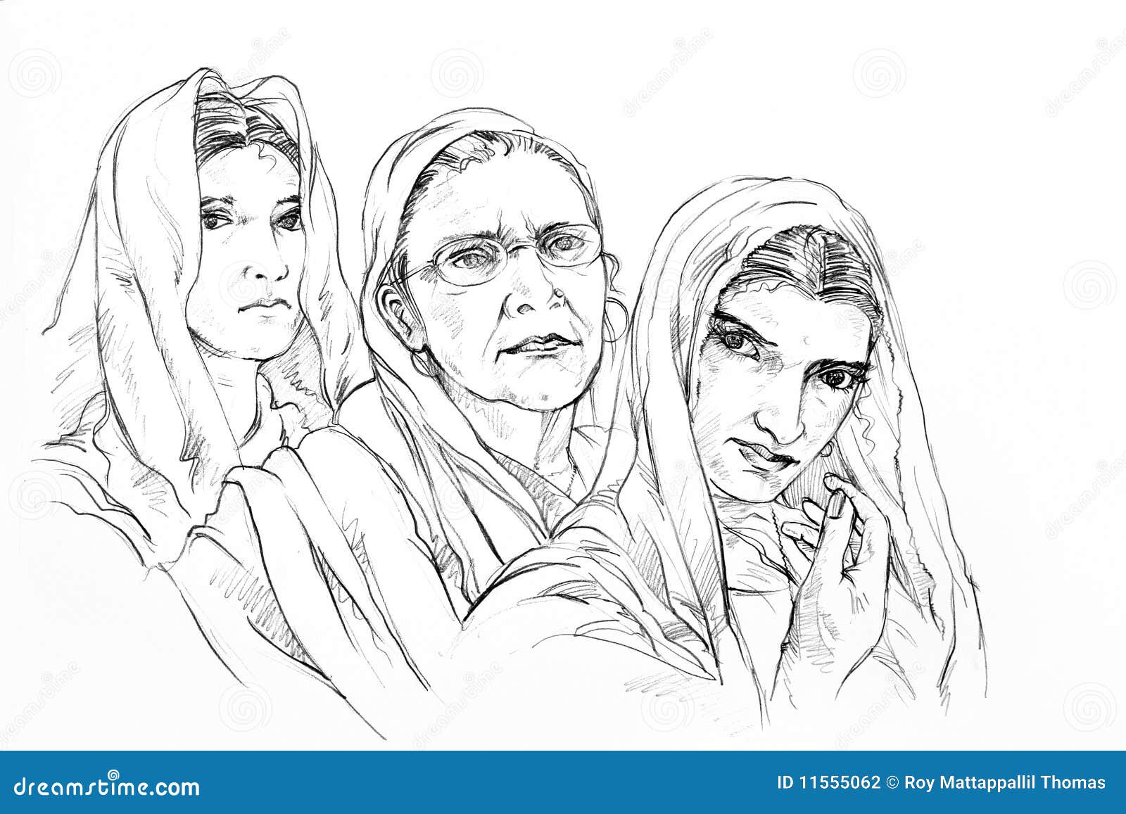 Sketch of three woman stock illustration. Illustration of indian - 11555062