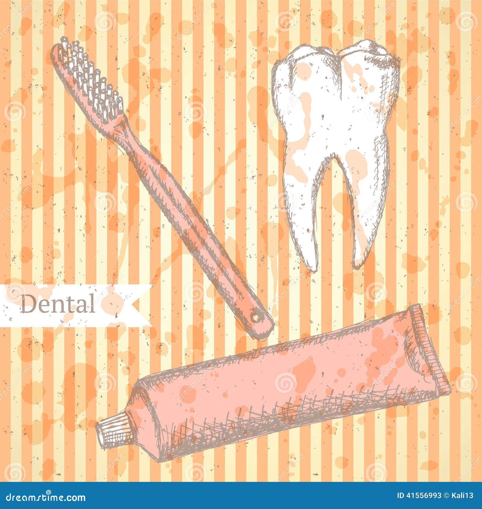 Sketch Tooth Paste, Tooth Brush and Teeth, Vector Background Stock ...