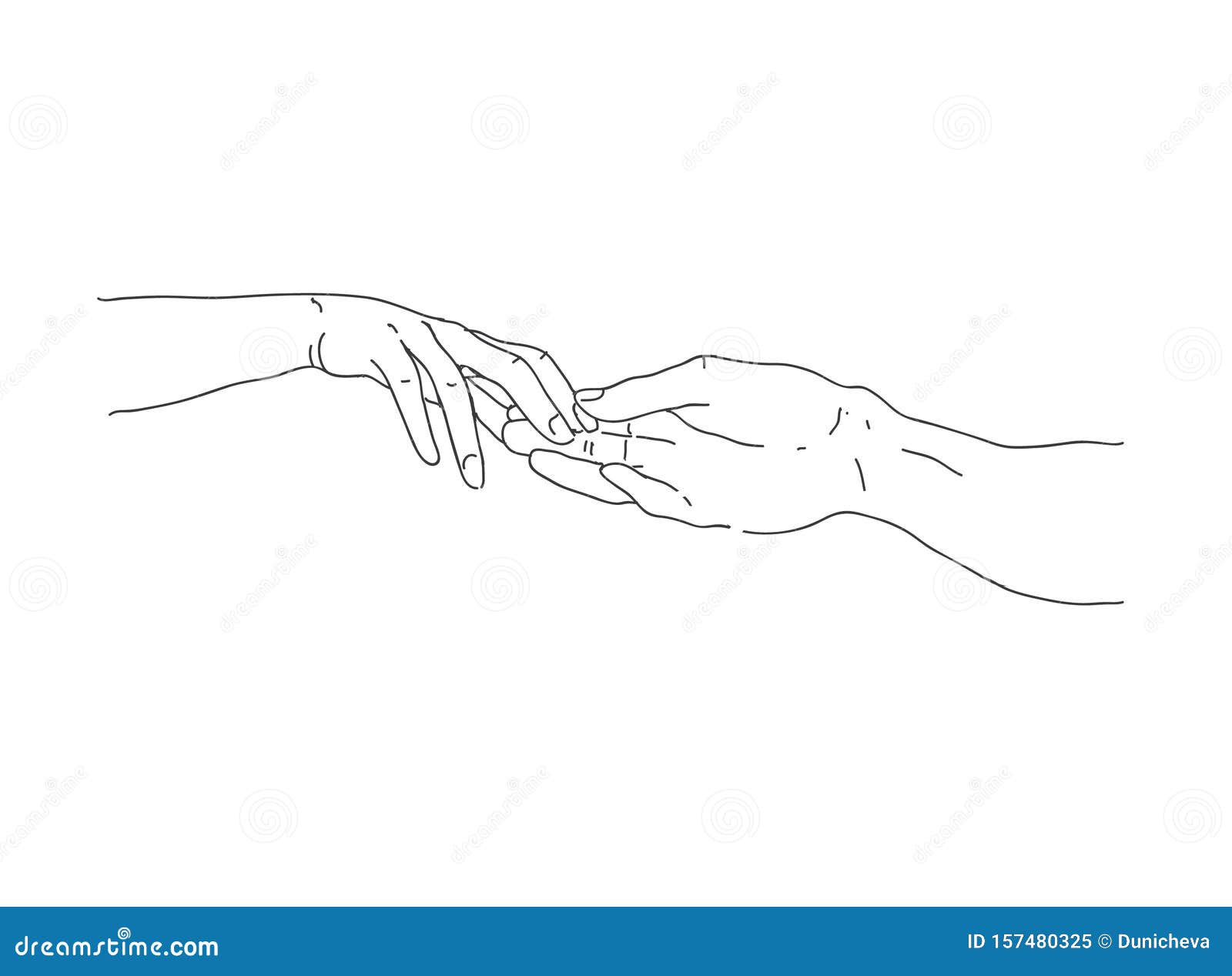 Sketch of the Touch of a Female Hand and Male. Stock Vector ...