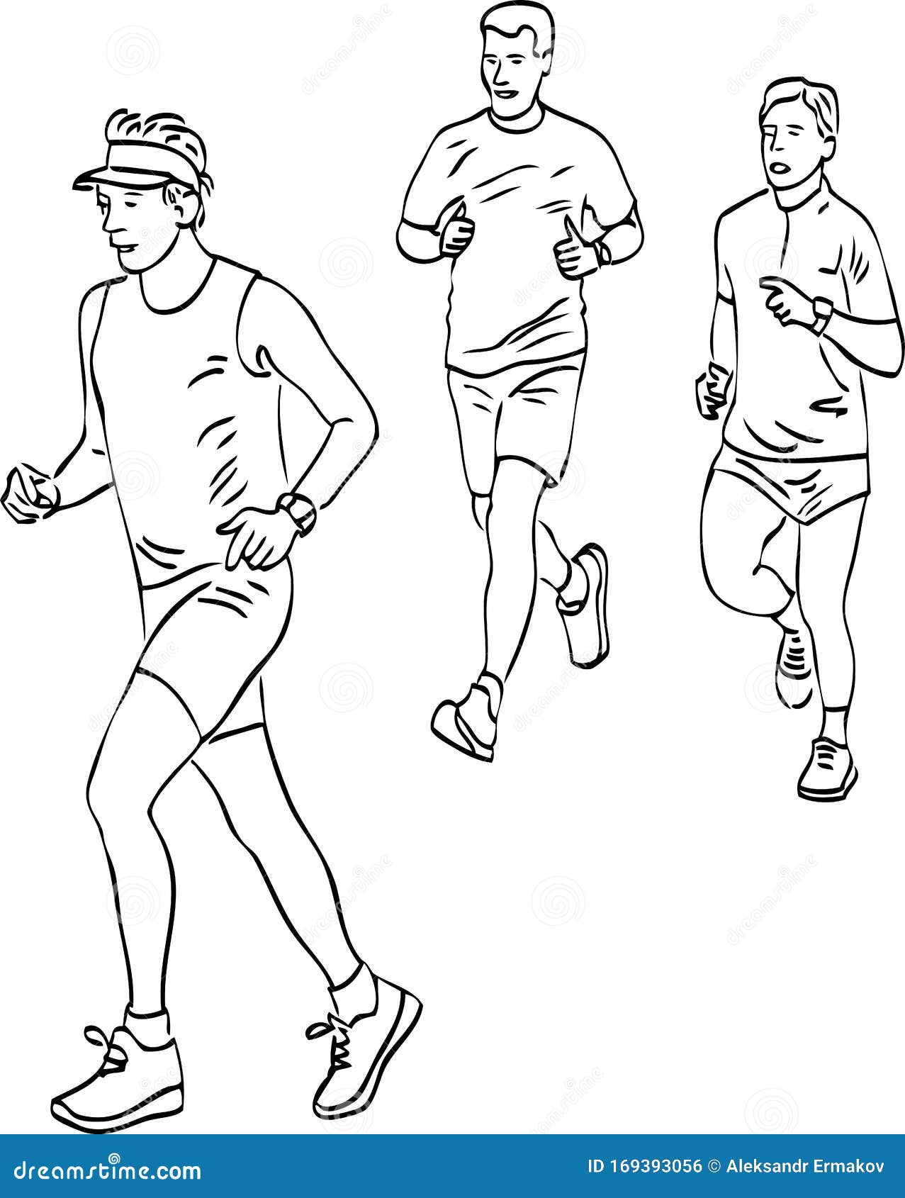 Sketch of Townsmen Jogging on Summer Day Stock Vector - Illustration of ...