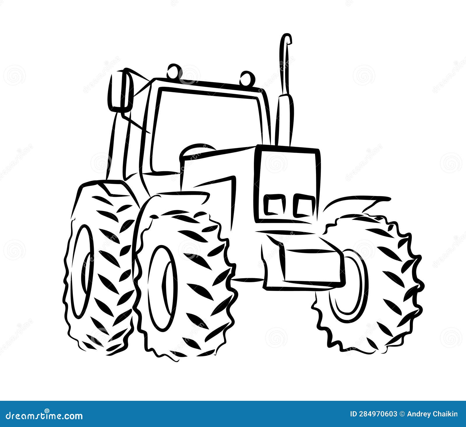 The sketch of a tractor. stock vector. Illustration of farmer - 284970603