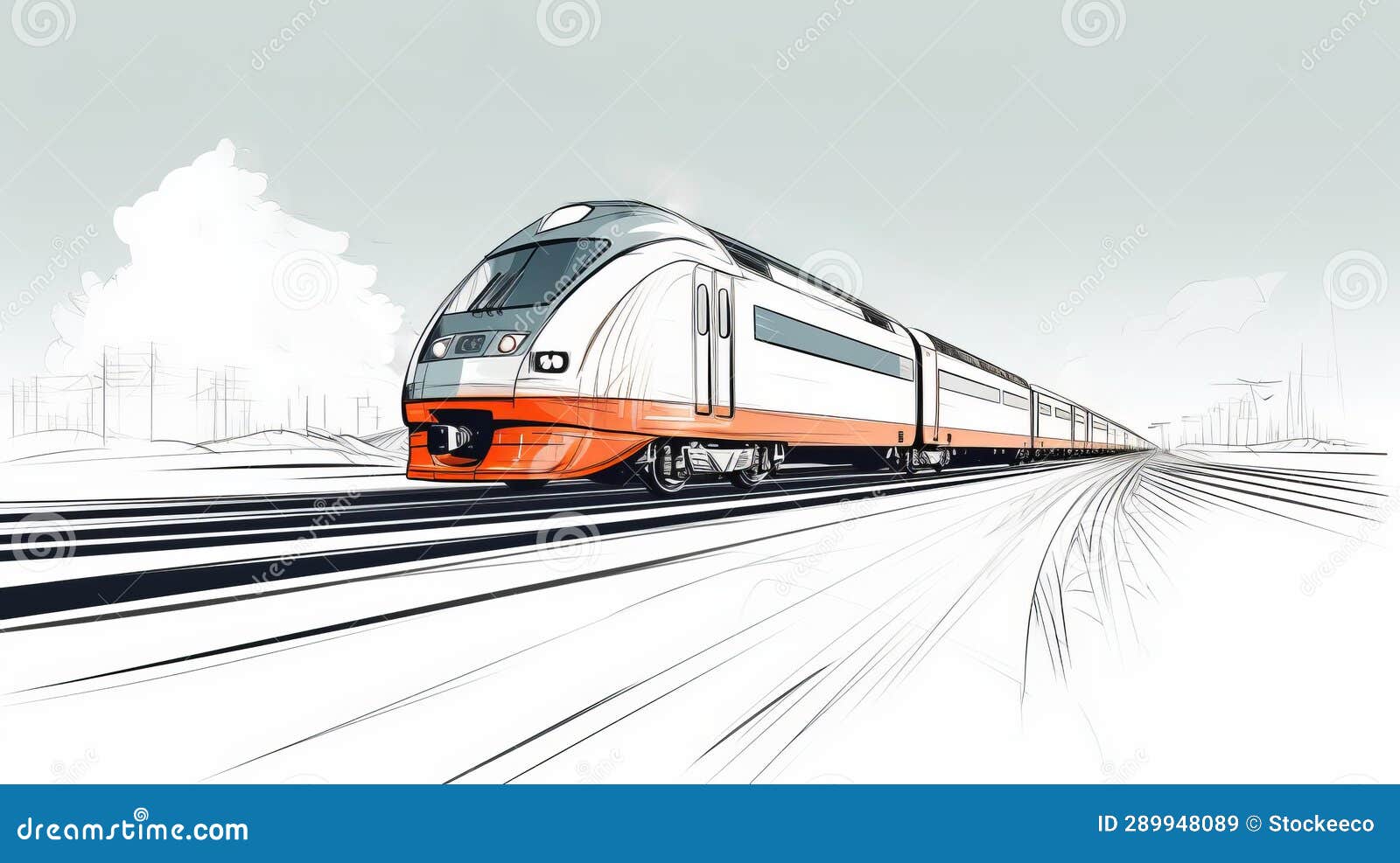 Minimalistic Doodle Style Train Illustration with Streamline Elegance ...