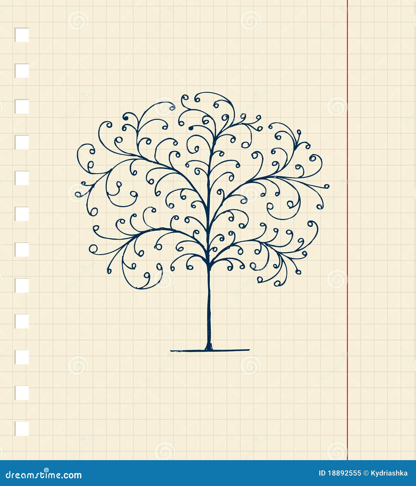 Sketch of Tree on Notebook Sheet for Your Design Stock Vector ...