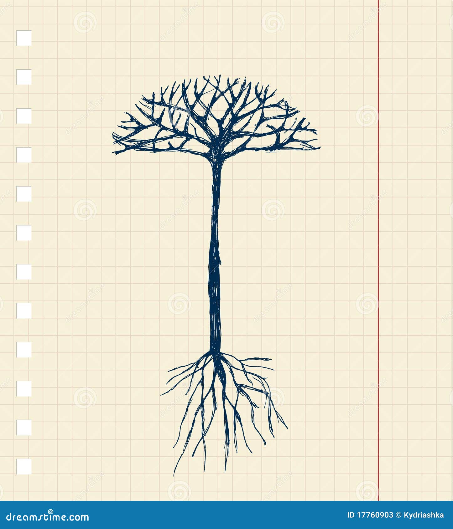 Sketch Tree with Roots for Your Design Stock Vector - Illustration of ...