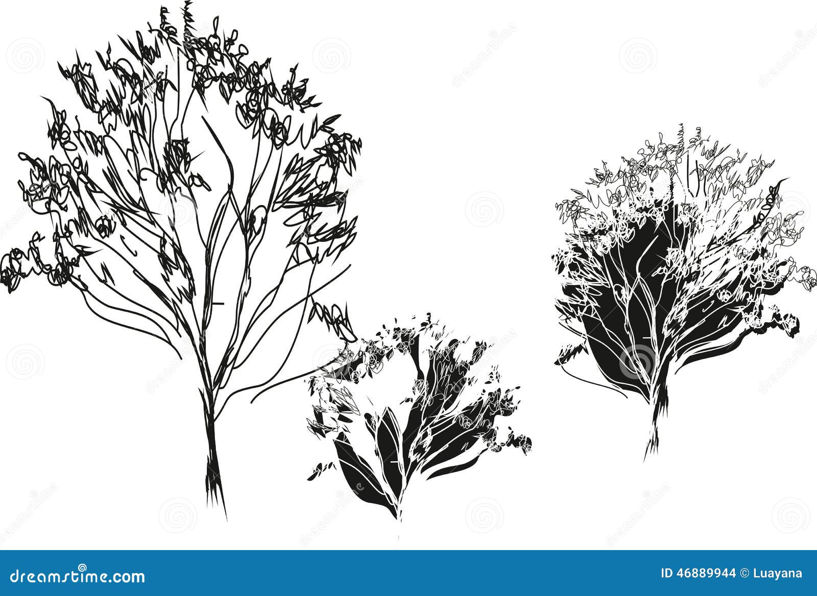 Sketch of trees stock vector. Illustration of black, simple - 46889944