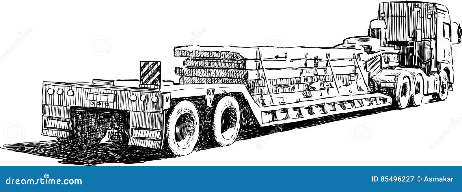The Sketch of the Truck Transporting Construction Materials Stock ...