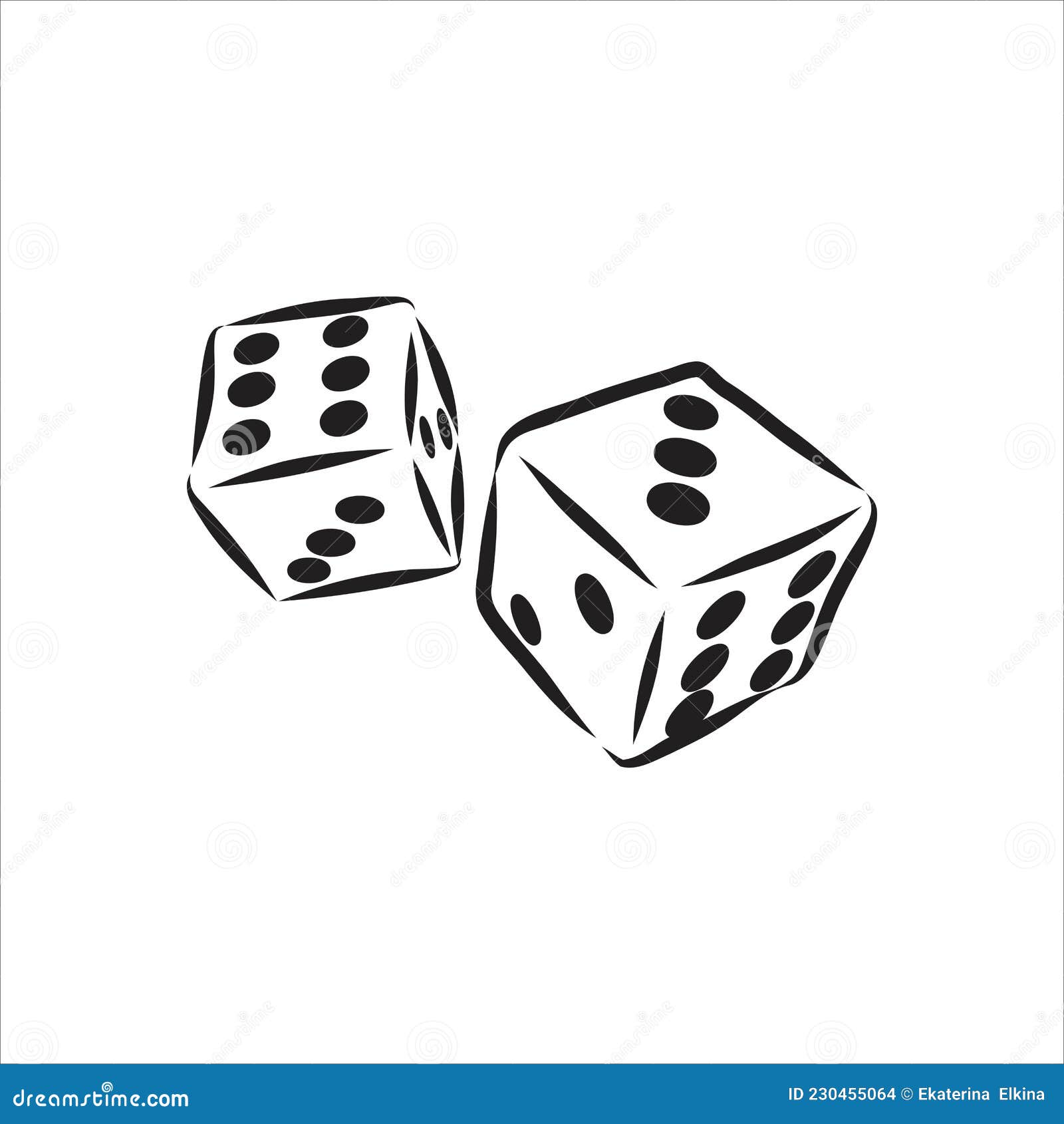 Sketch Two Dices Game Dice Vector Sketch Stock Vector - Illustration of ...