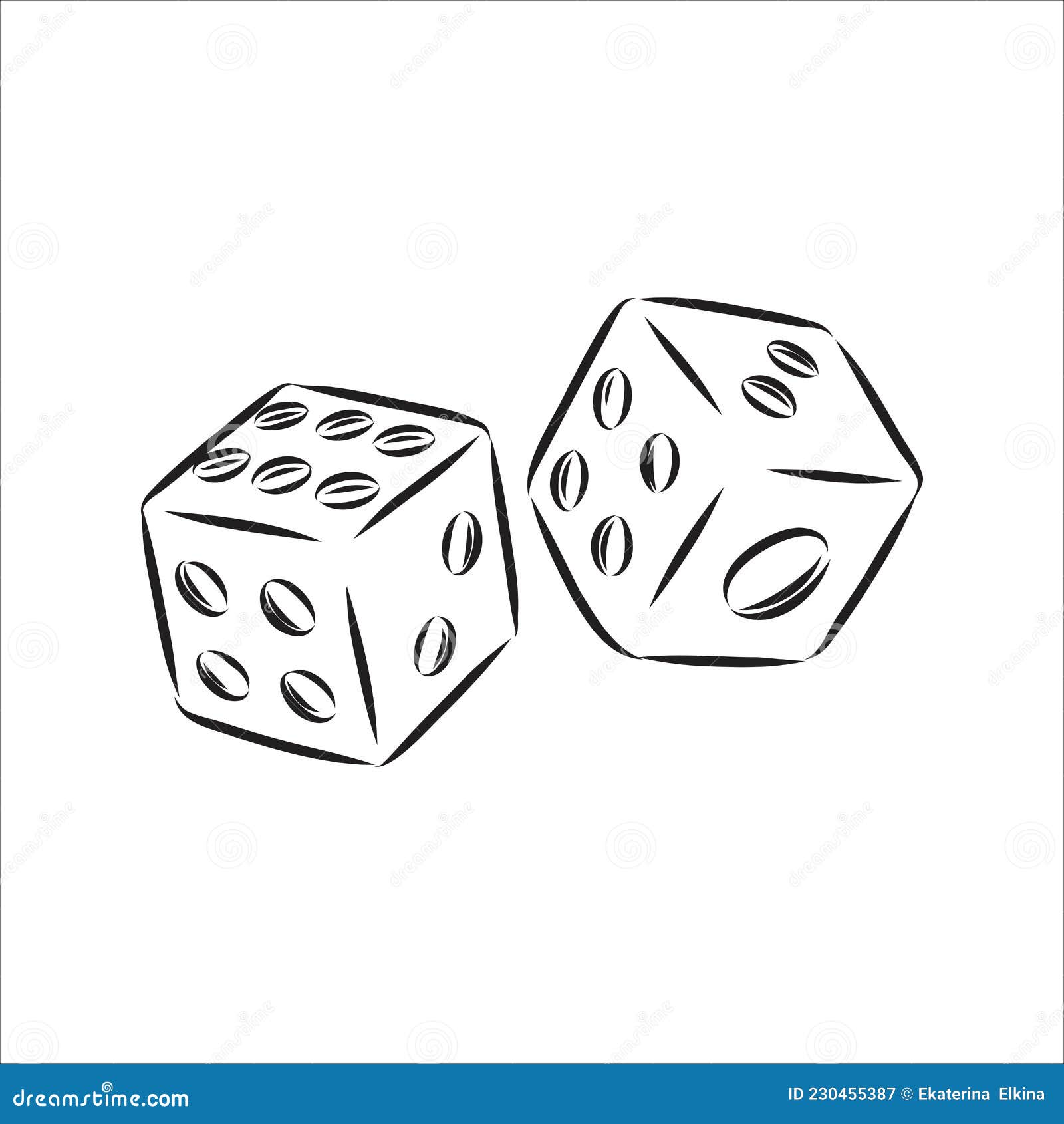 Sketch Two Dices Game Dice Vector Sketch Stock Vector - Illustration of ...