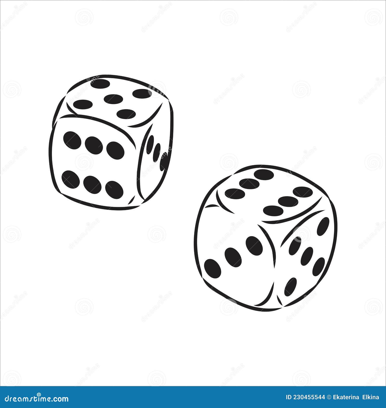 Sketch Two Dices Game Dice Vector Sketch Stock Vector - Illustration of ...