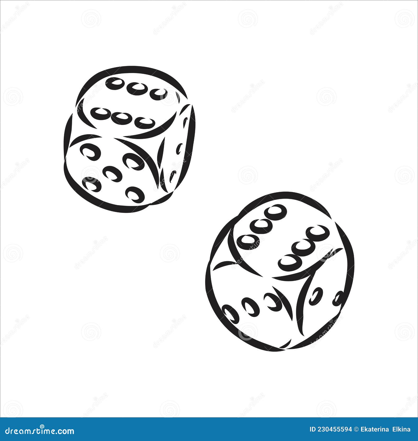 Sketch Two Dices Game Dice Vector Sketch Stock Vector - Illustration of ...
