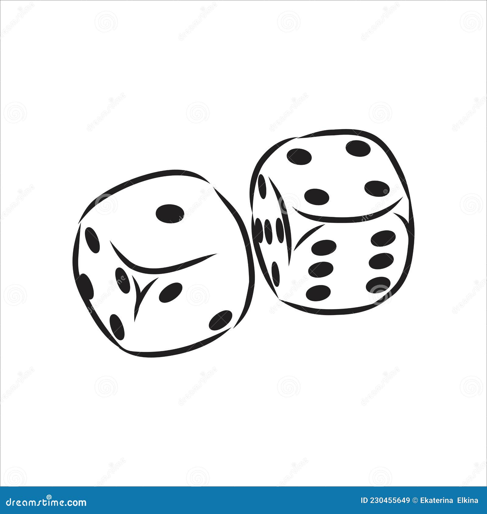 Sketch Two Dices Game Dice Vector Sketch Stock Vector - Illustration of ...