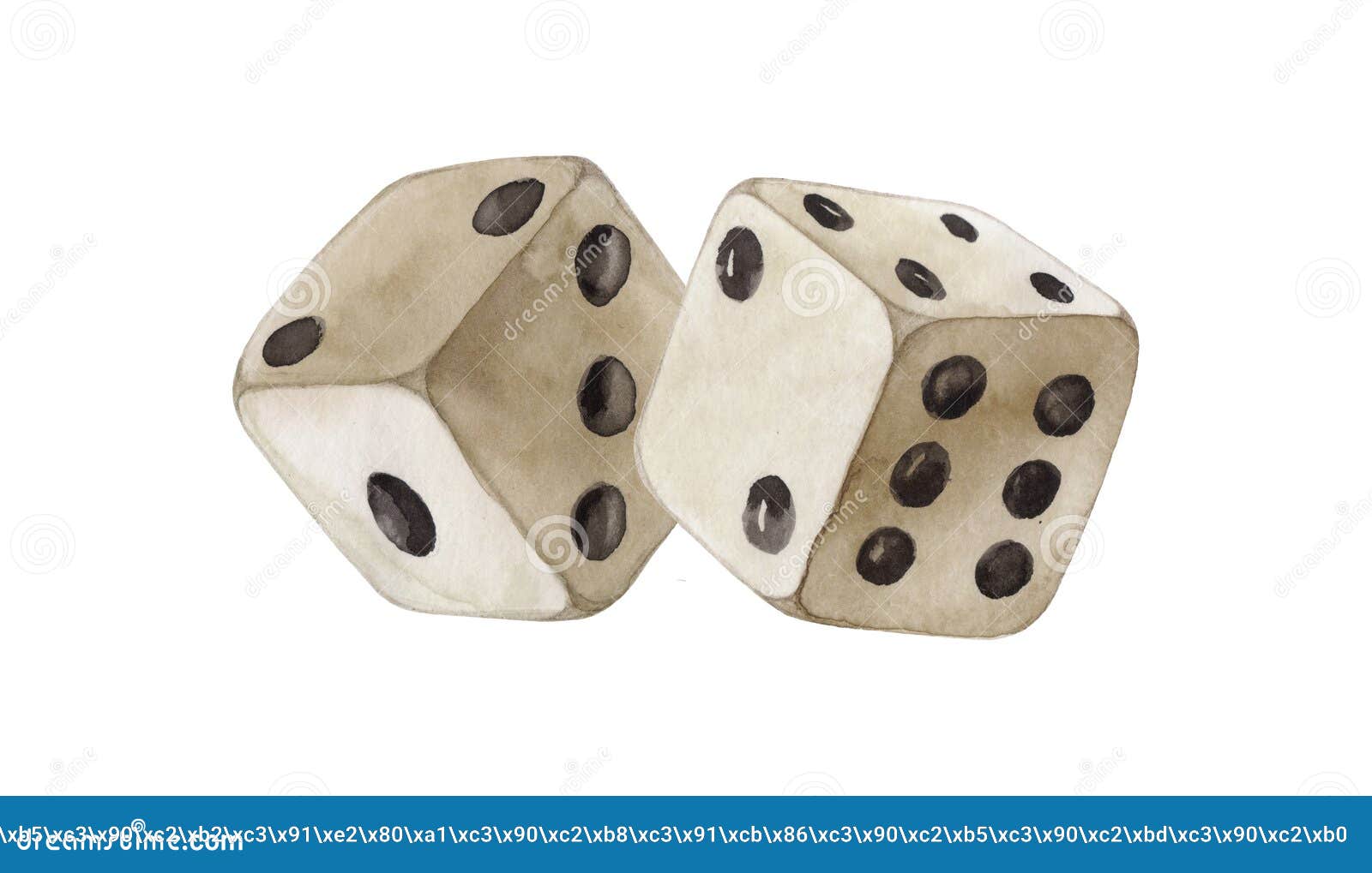 Sketch Two Dices Game Dice Watercolor Sketch Stock Illustration ...