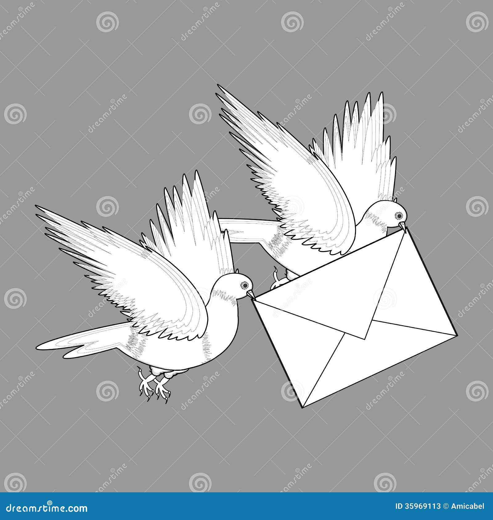 Two Flying Doves Drawing