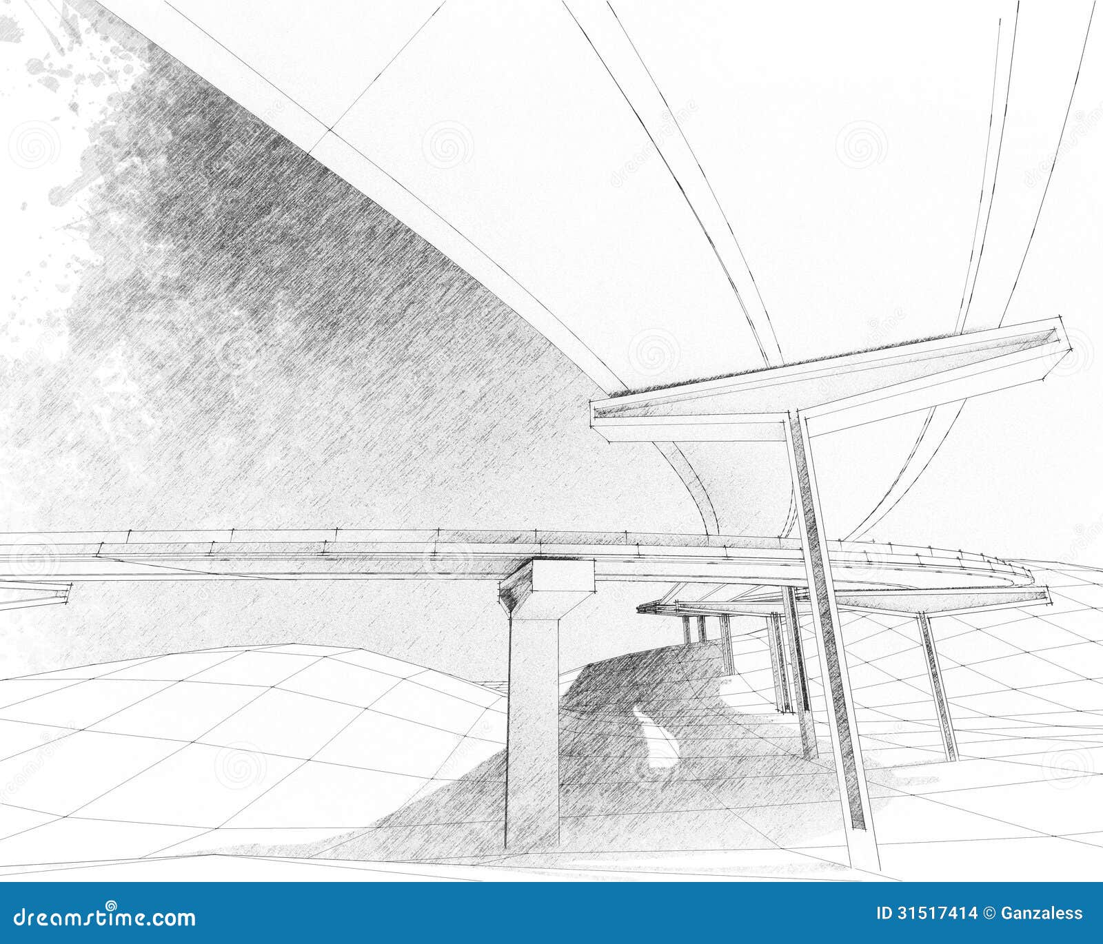 Sketch of the Two-level Highway. Stock Photo - Image of bridge, black ...