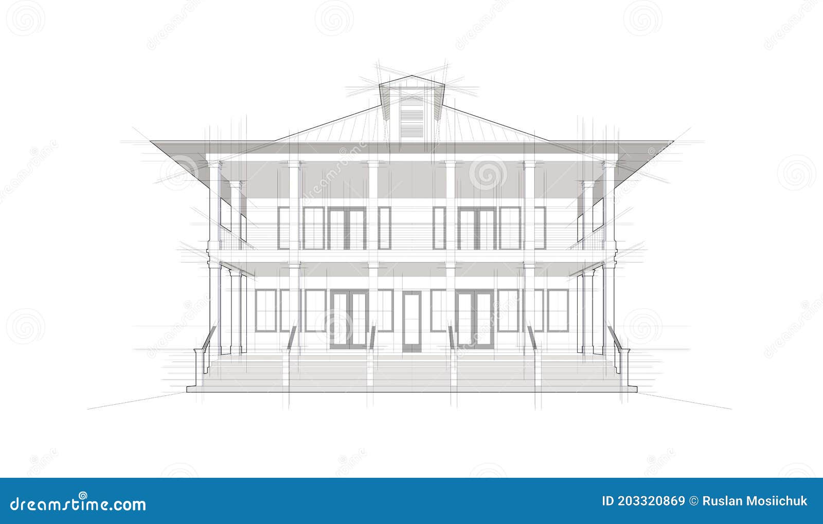 Two Story Building Sketch Drawing White Background Vector Stock Photos ...