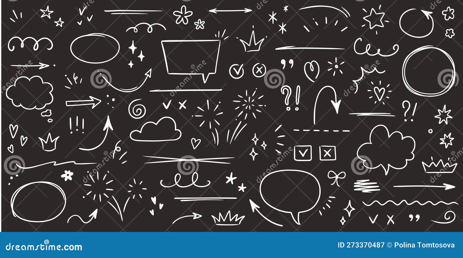 Sketch Underline, Emphasis, Arrow Shape Set On Chalkboard Background ...