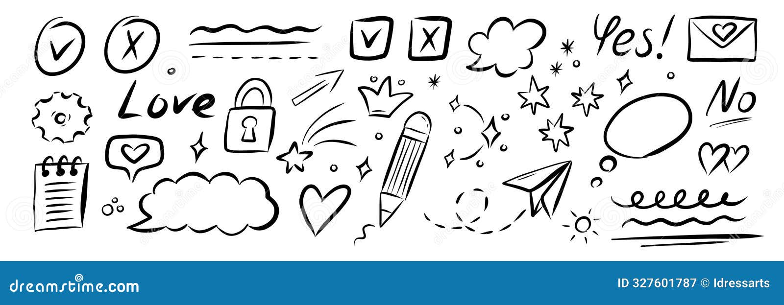 Sketch Underline, Emphasis, Arrow Shape Set. Hand Drawn Brush Stroke ...