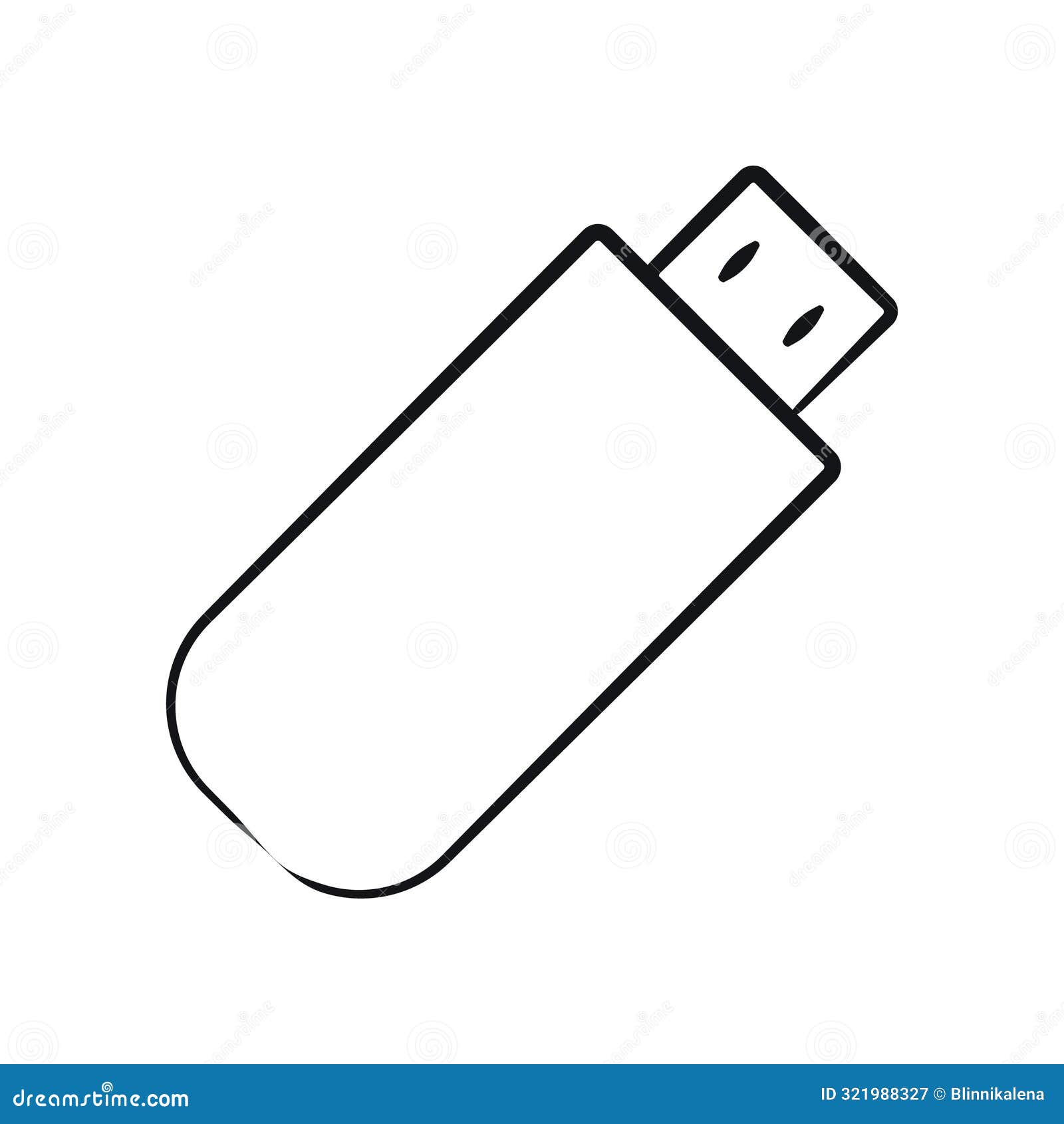 Sketch of USB Flash Drives Isolated. Contour Technologies. Linear ...
