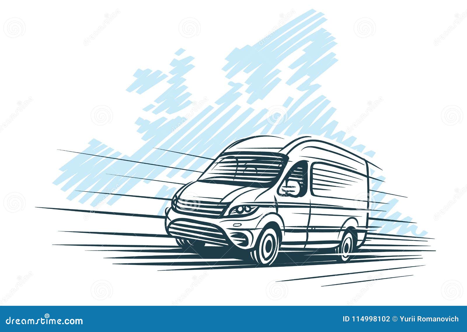 Sketch of Van in Front of European Map Sketch. Vector Stock Vector ...