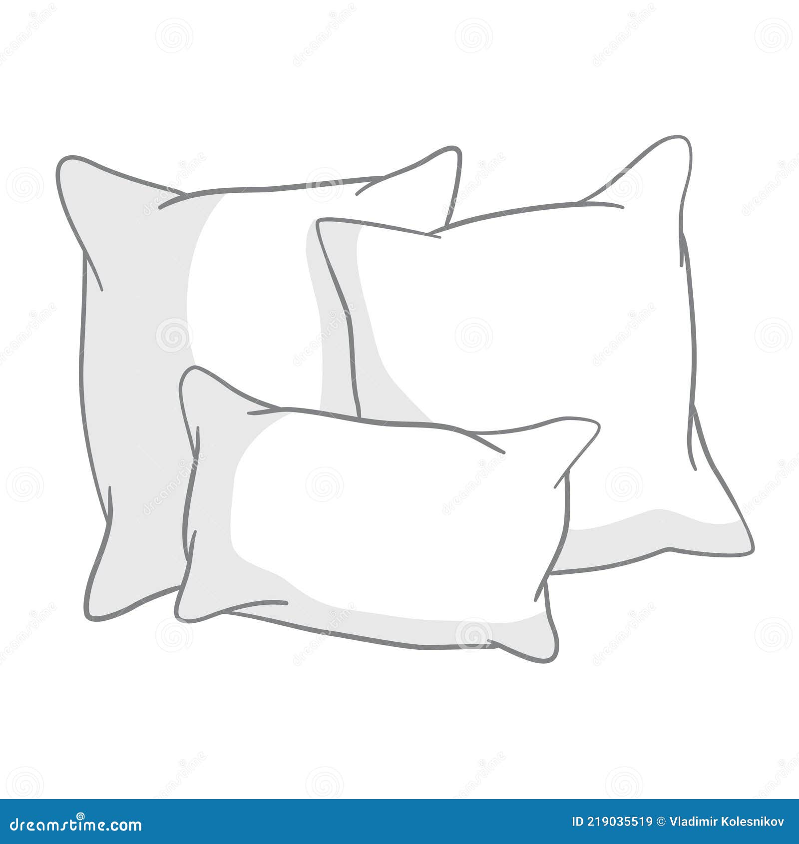 Sketch Vector Illustration of Pillow, Art, Pillow Isolated, White ...