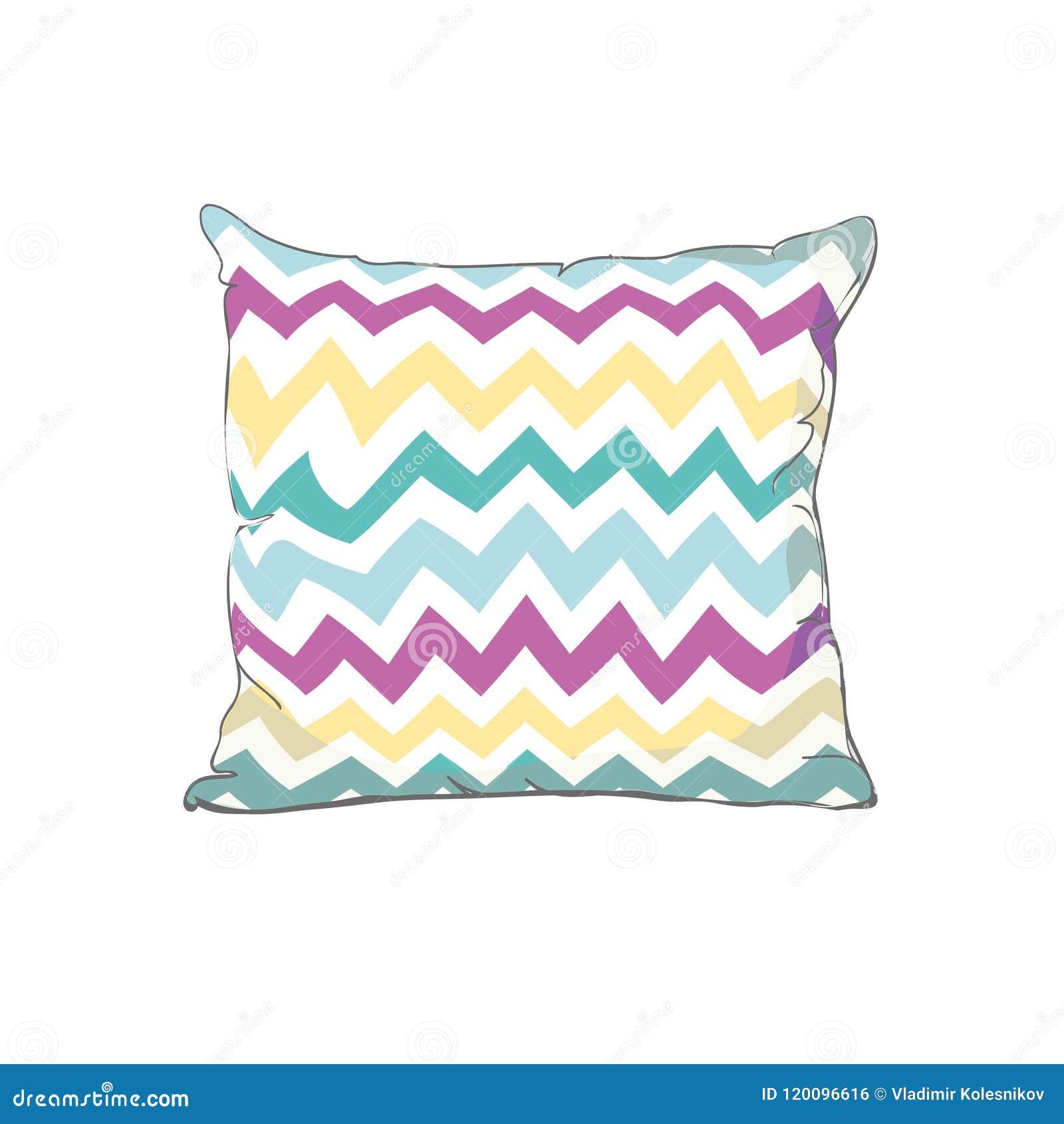 Sketch Vector Illustration Of Pillow Art Pillow Isolated White