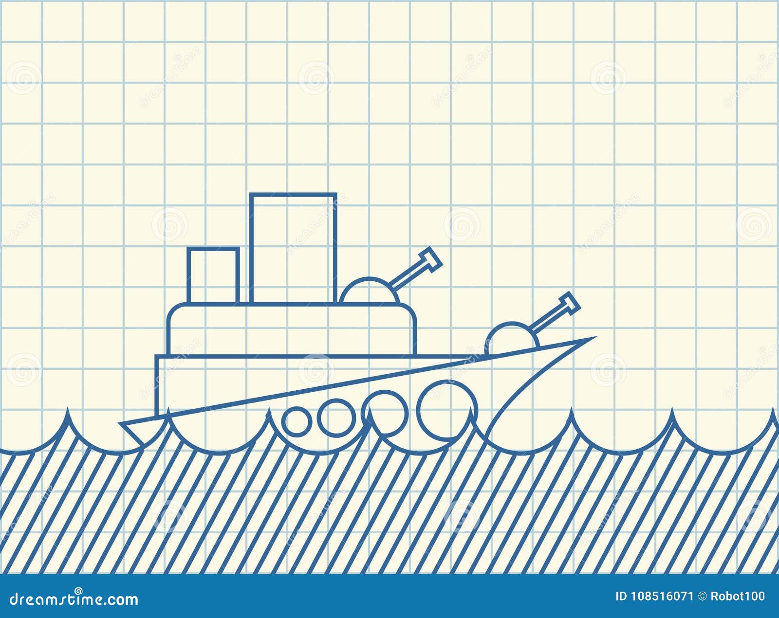 Sketch Warship. Drawing Of Military Ship. Vector Illustration ...