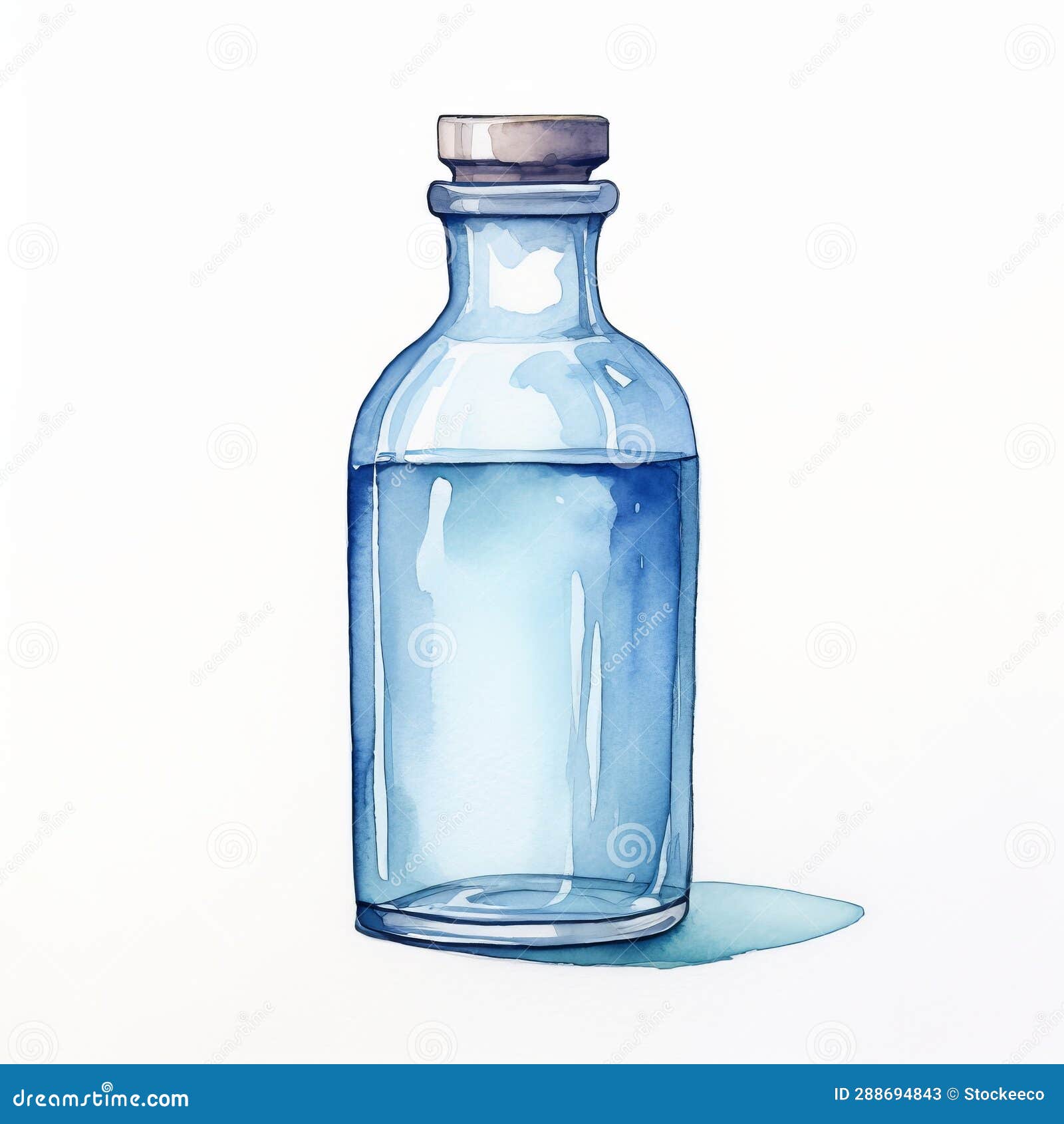 Accurate and Detailed Watercolor Painting of a Bottle Stock ...