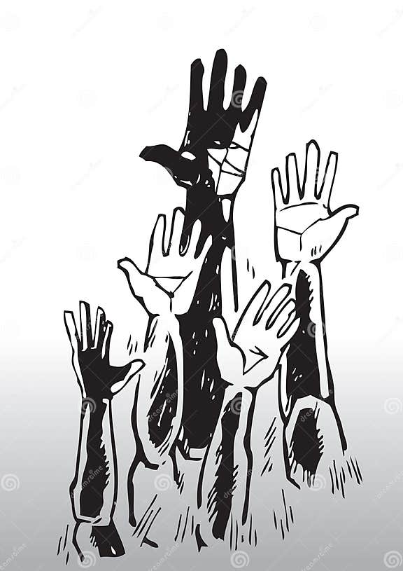 Sketch of waving hands stock vector. Illustration of graphic - 8545592