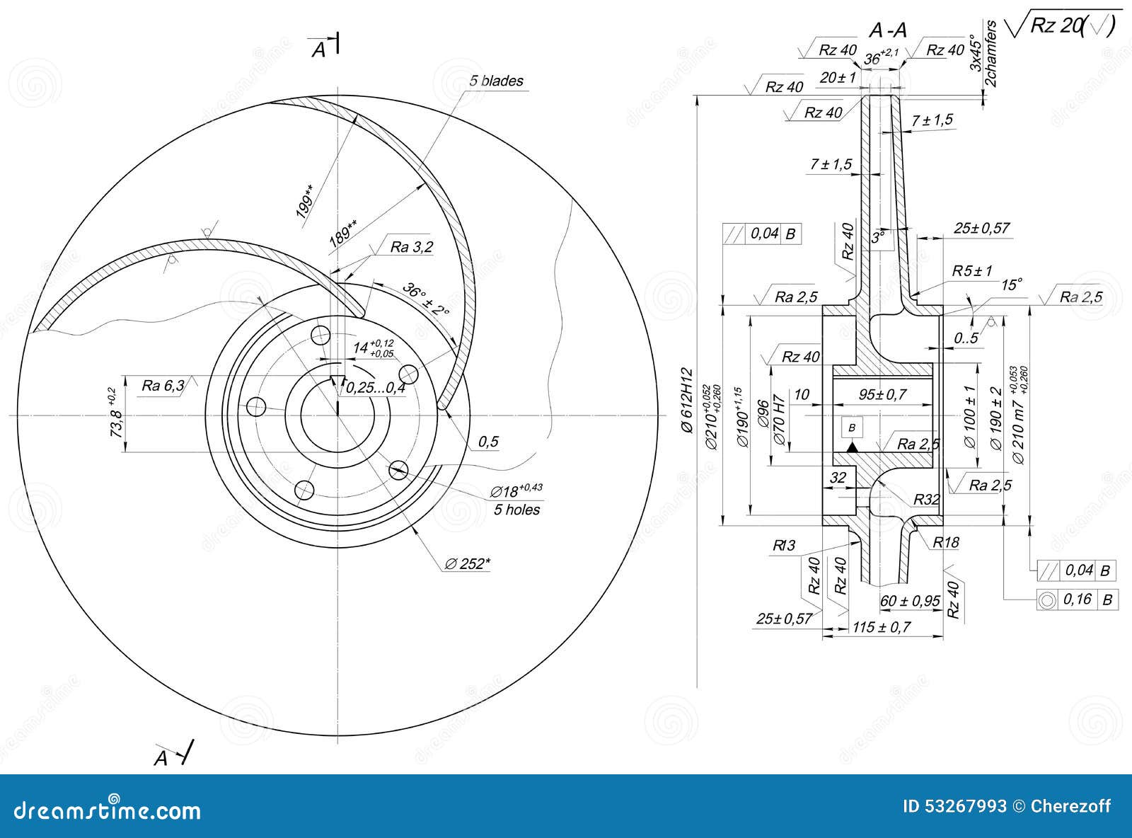 Sketch of Wheel with Blades and Radicals Stock Vector - Illustration of ...