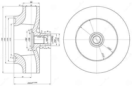 Sketch of Wheel with Section and Hatching Stock Vector - Illustration ...