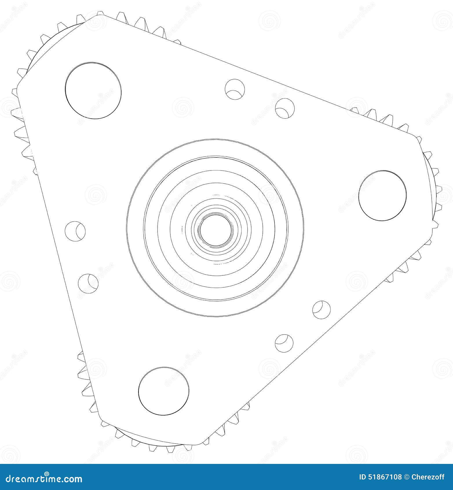 Sketch of Wire-frame Gears. Front View. Vector Stock Vector ...
