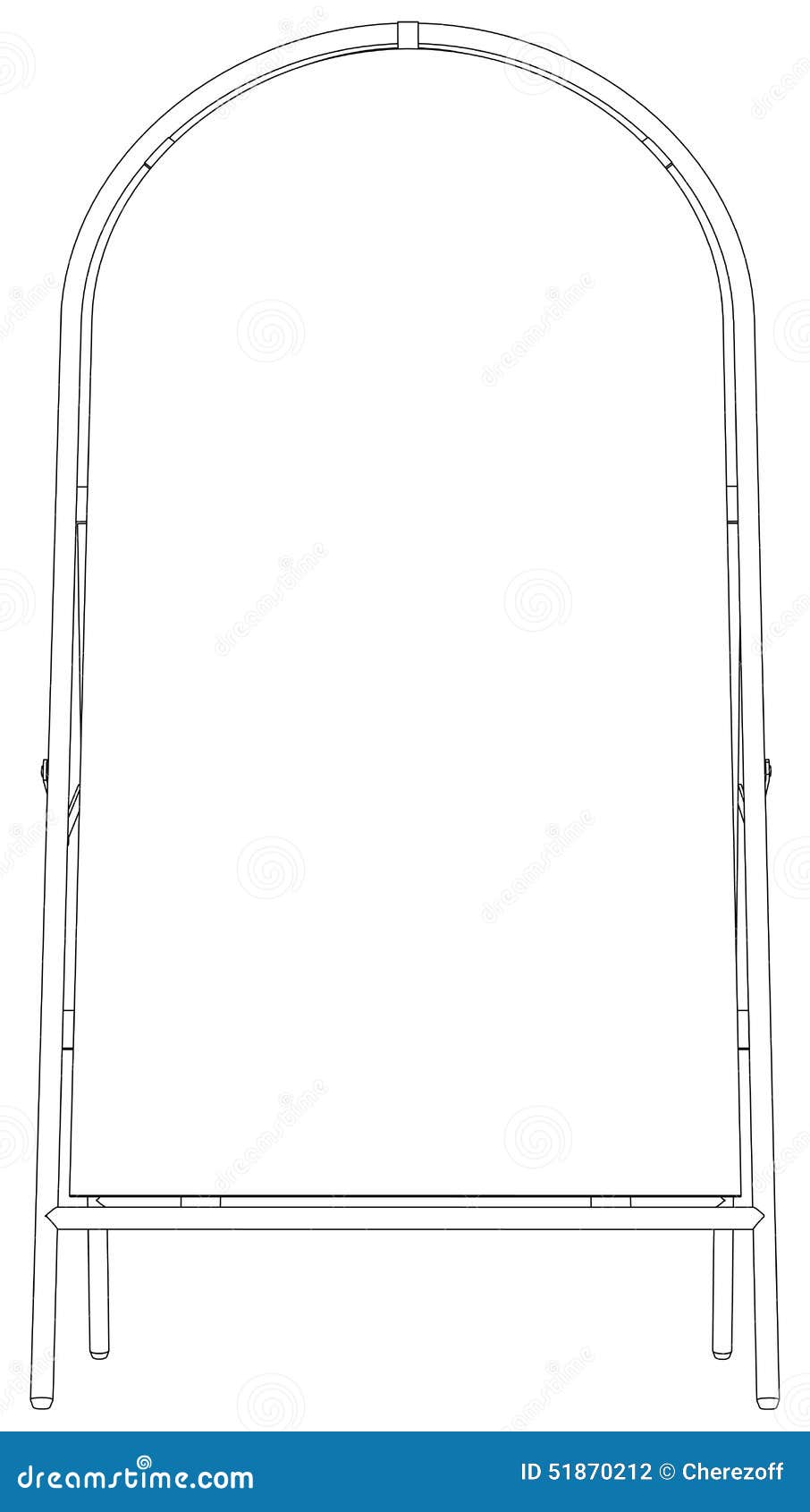 Sketch of Wire-frame Sidewalk Sign. Front View Stock Illustration ...