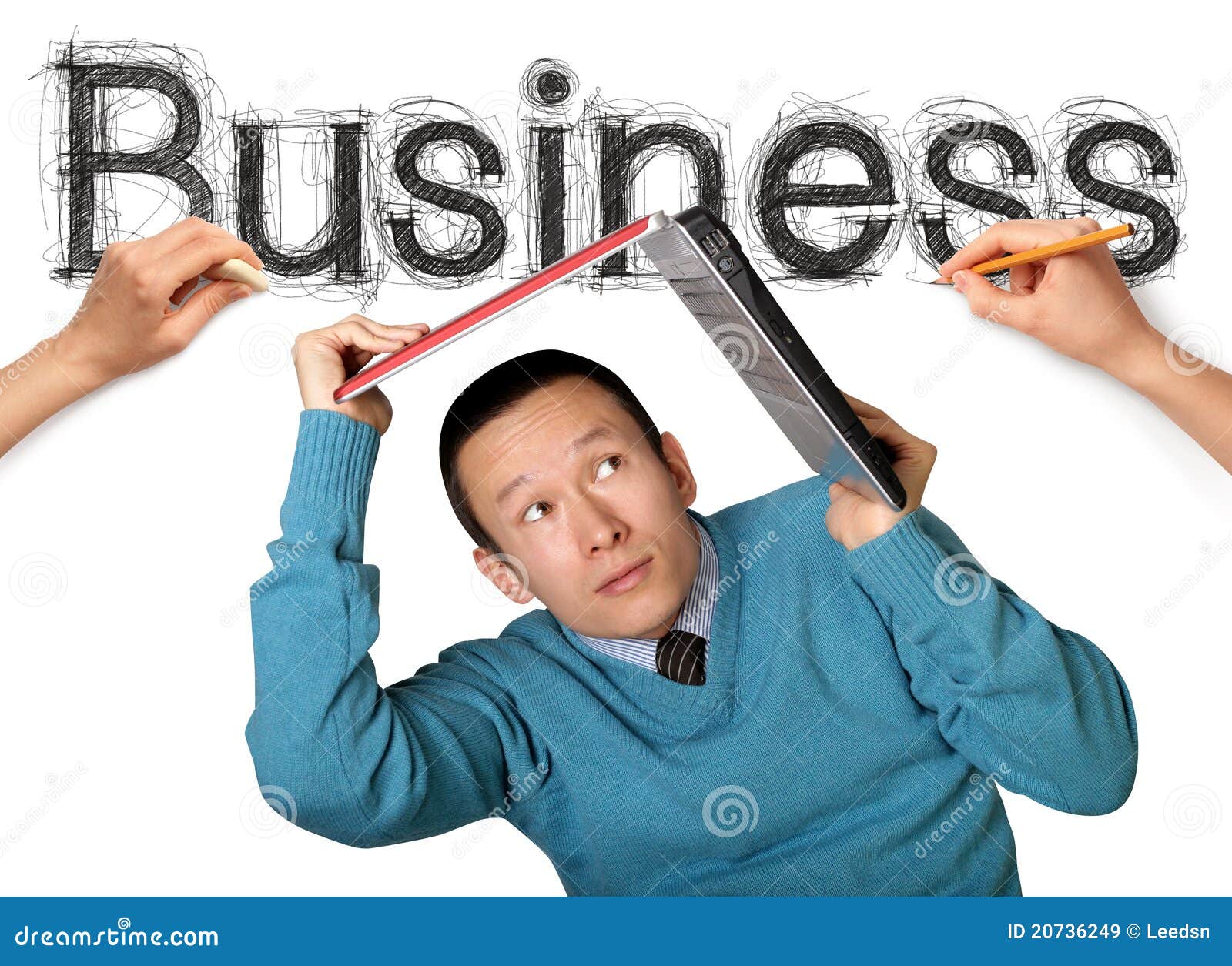 Sketch Word Business with Businessman Stock Image - Image of font ...