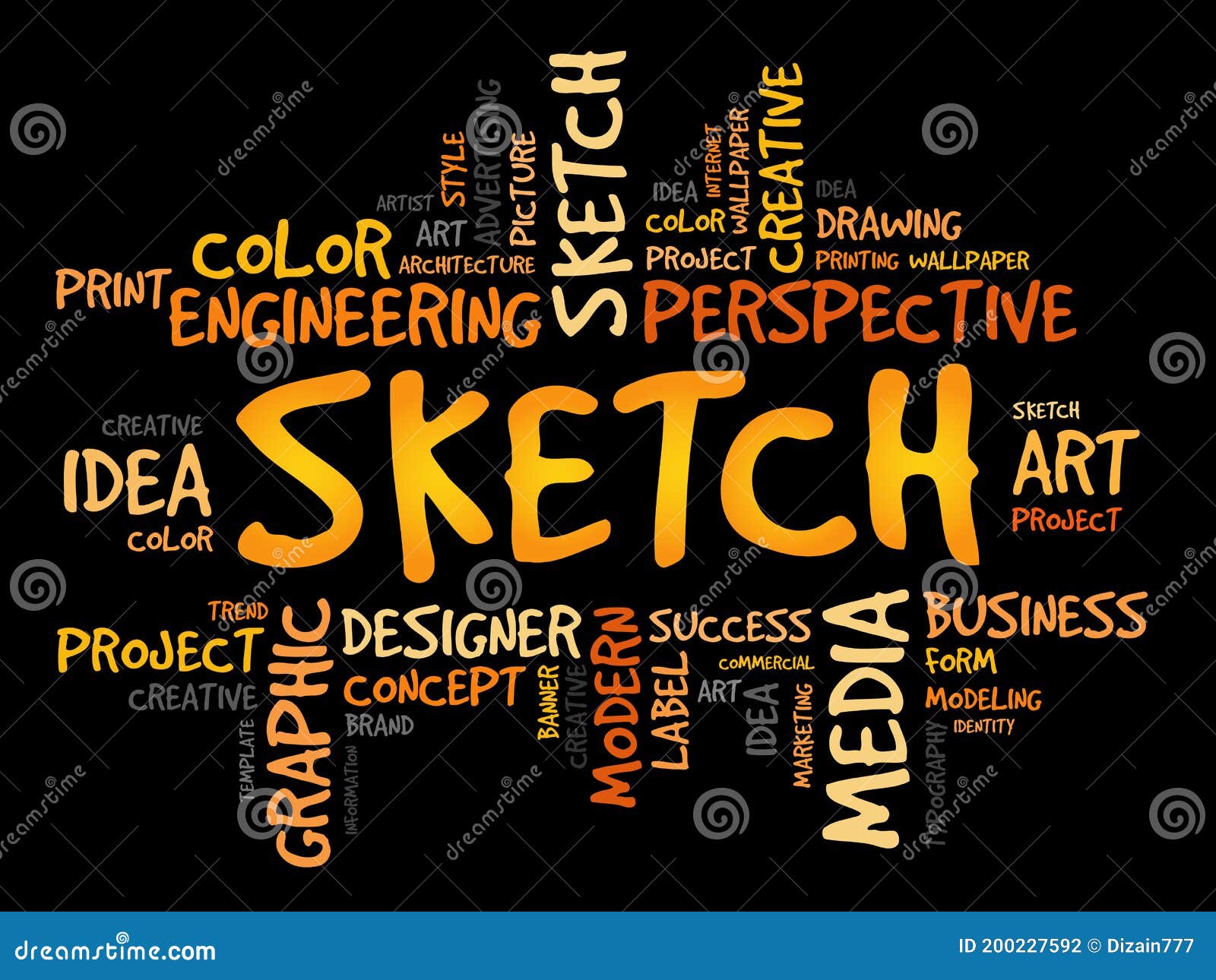 SKETCH word cloud stock illustration. Illustration of company - 200227592