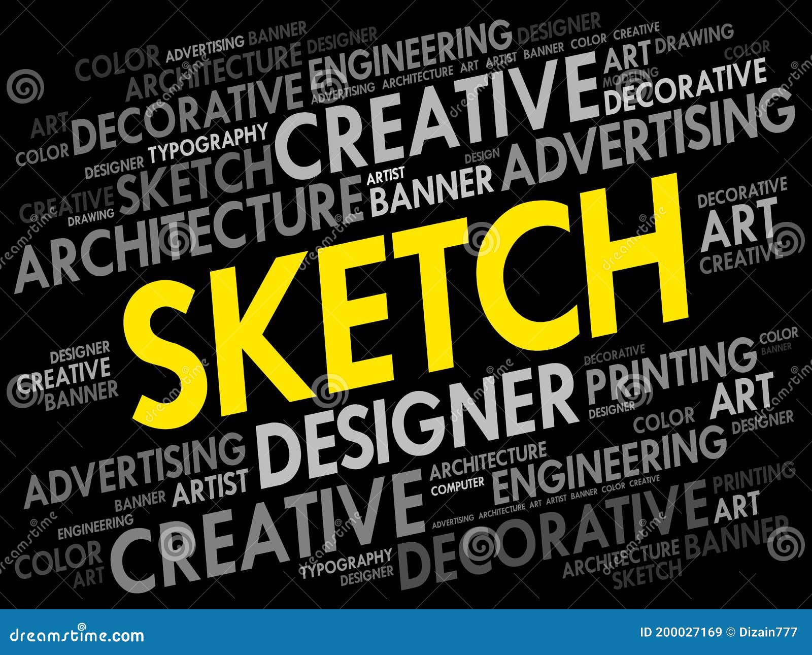 SKETCH word cloud stock illustration. Illustration of backdrop - 200027169