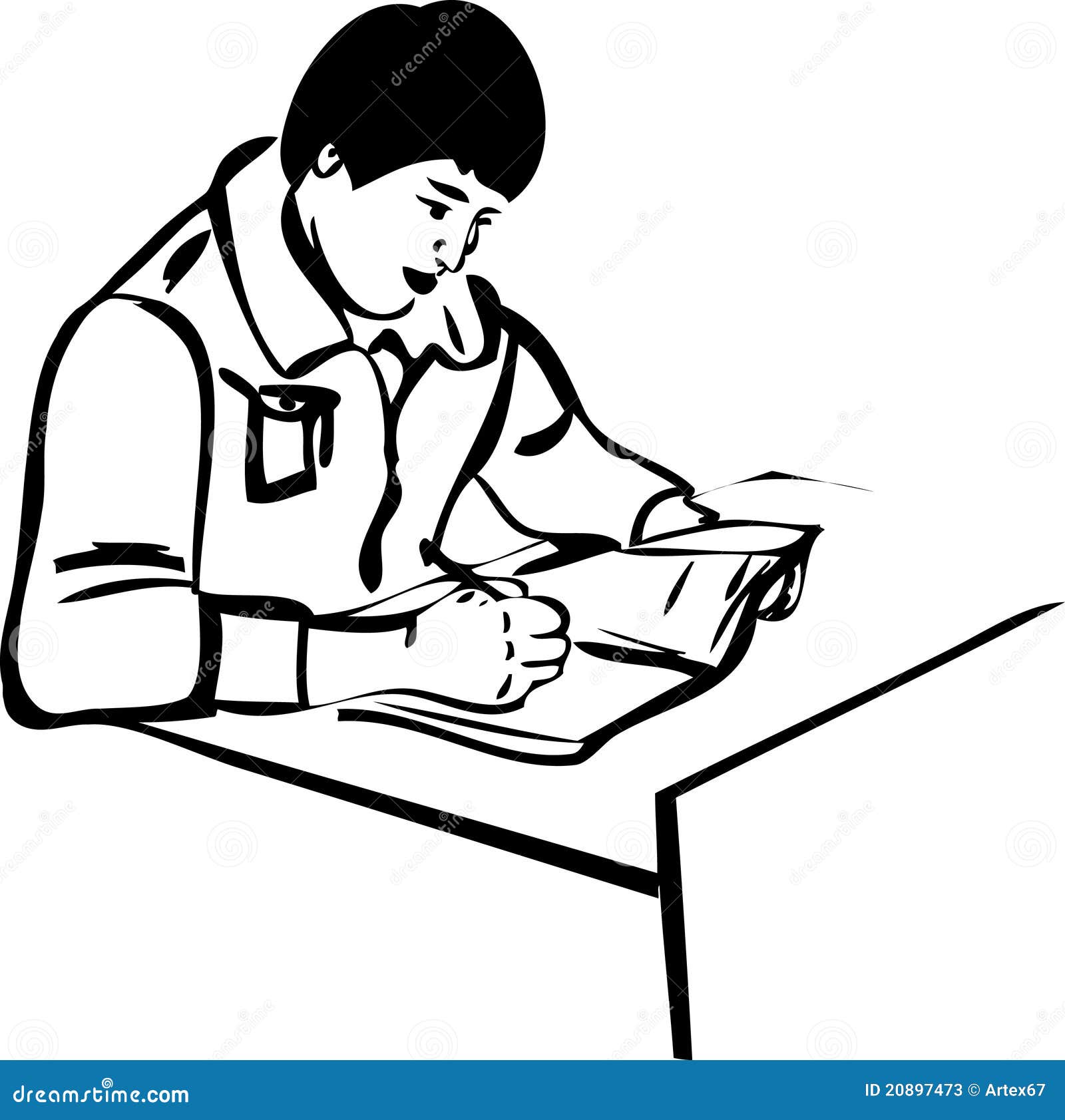 Sketch Writer for the Guy Sitting at the Table Stock Vector ...