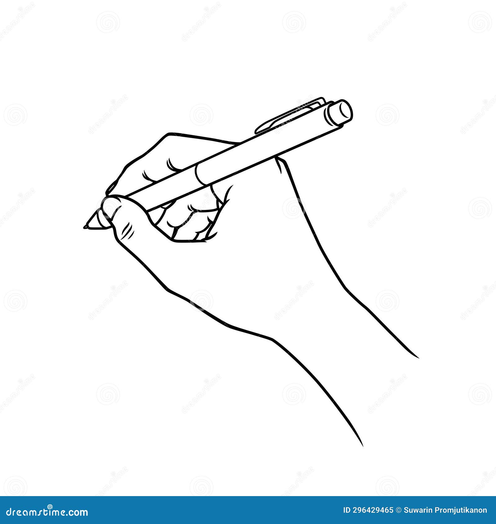 Sketch of Writing Hand in Line Art Style. Stock Illustration ...